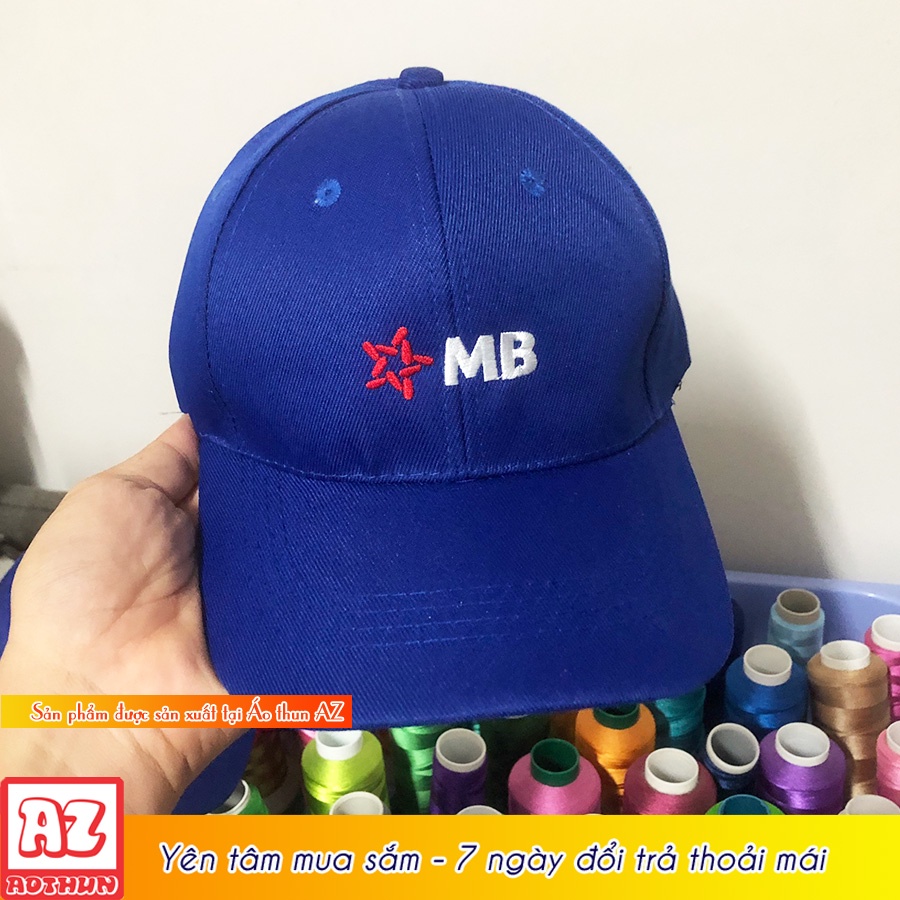 Nón kết xanh bích mb bank thêu logo đồng phục ngân hàng mbbank AT14 ...