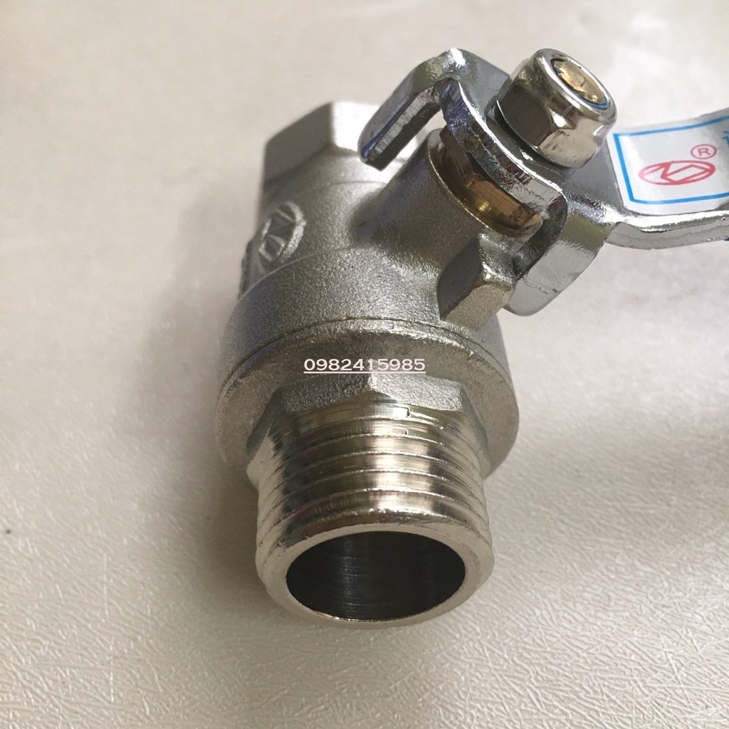 Van bi INOX/Đồng tay gạt ren trong ren ngoài /2 đầu ren trong DN-15 ...