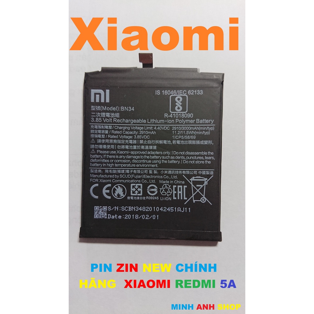 PIN ZIN NEW CHÍNH HÃNG CHO XIAOMI REDMI 5A-BN34 | Shopee Việt Nam