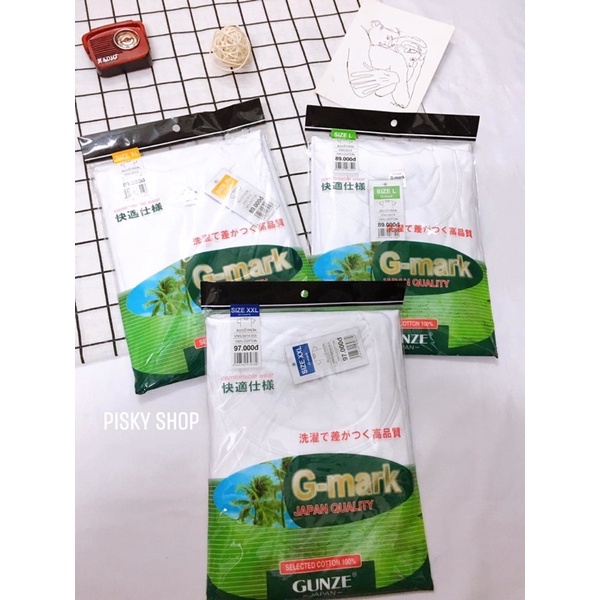 Áo lót nam cổ tròn có tay G-Mark Gunze 100% coton. | Shopee Việt Nam