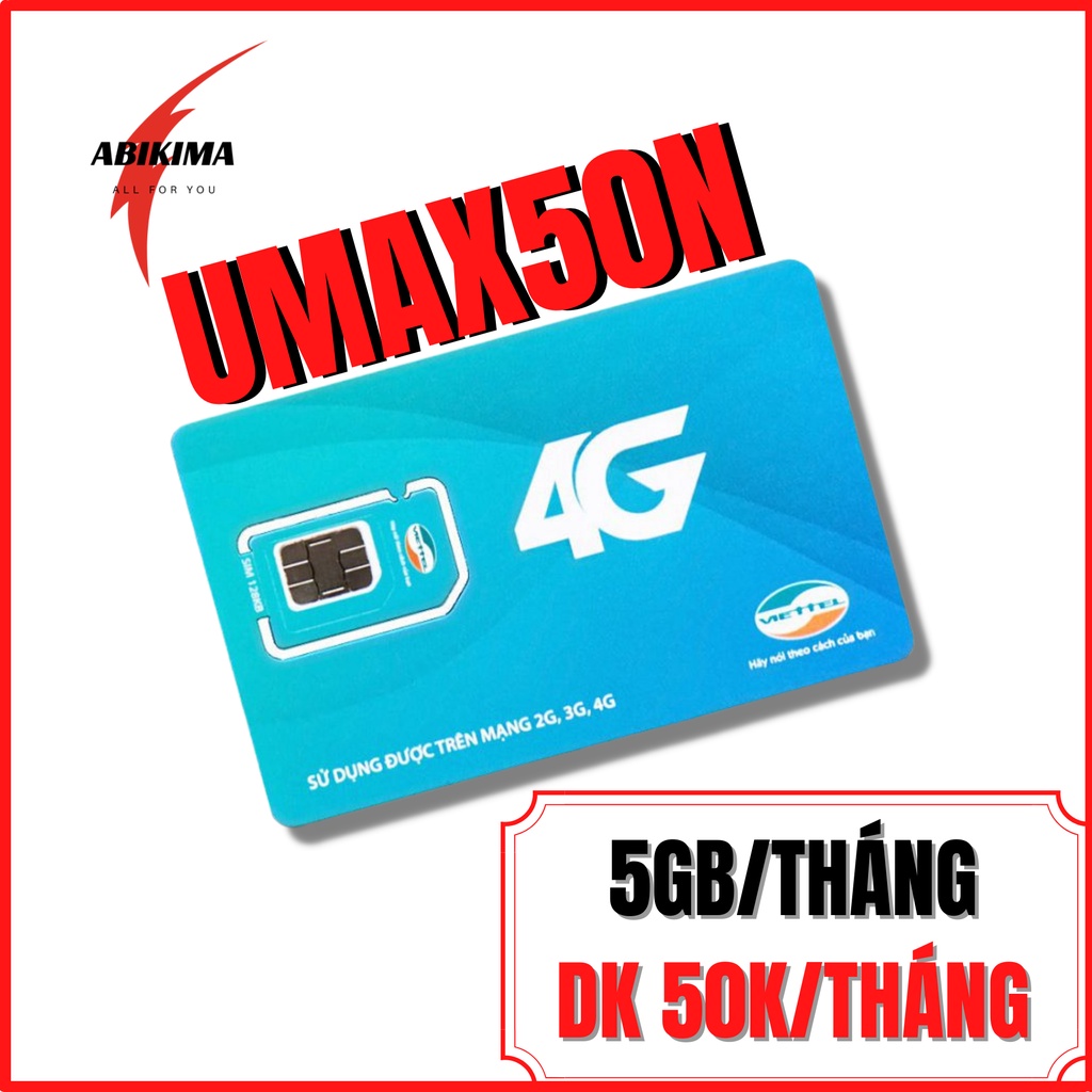 Sim 4G Viettel UMAX50N - V120N - V120 - 4GB/NGÀY - 120GB DATA TỐC ĐỘ CAO - MIỄN PHÍ GỌI ...