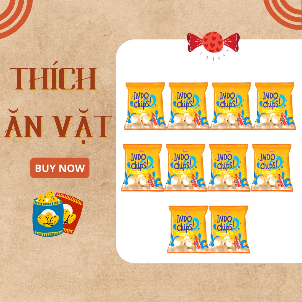 [10 gói] Bánh snack phồng tôm Indo chips Oishi 15gram | Shopee Việt Nam