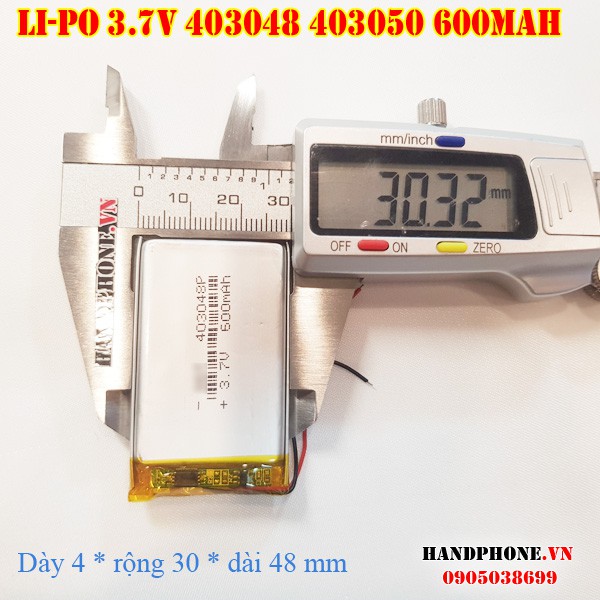 Pin Li-Po 3.7V 403048 403050 600mAh (Li-Polymer) siêu mỏng cho điện ...