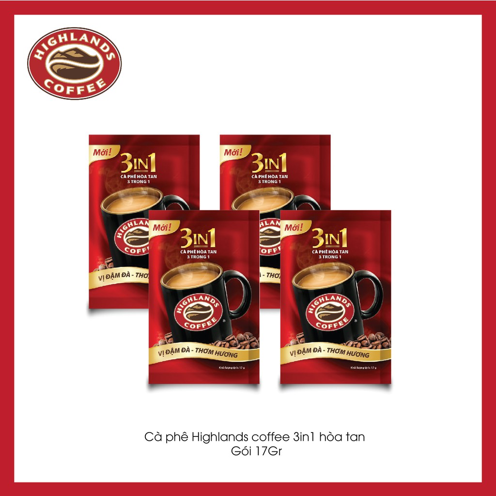 Combo 04 gói Cà phê hòa tan 3in1 Highlands Coffee 17gr | Shopee Việt Nam