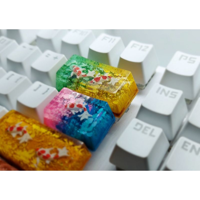 Keycap cá koi phím backspace tone lá vàng trang trí bàn phím cơ ...