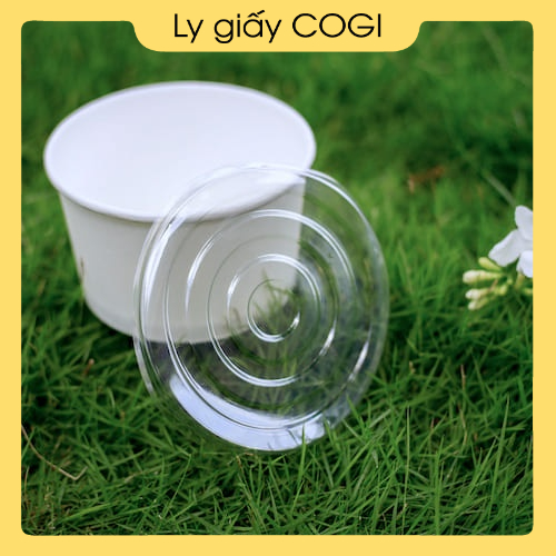 Tô giấy 12oz Hộp giấy 360ml |50 cái| dùng 1 lần chính hãng COGI đựng tàu hũ, súp, kem, chè ...