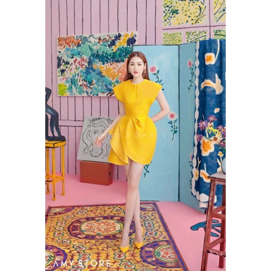 AMY STORE ⤑Váy Amy vàng dáng tulip kèm belt ⇿〈Giá gốc 1.750〉 | Shopee ...