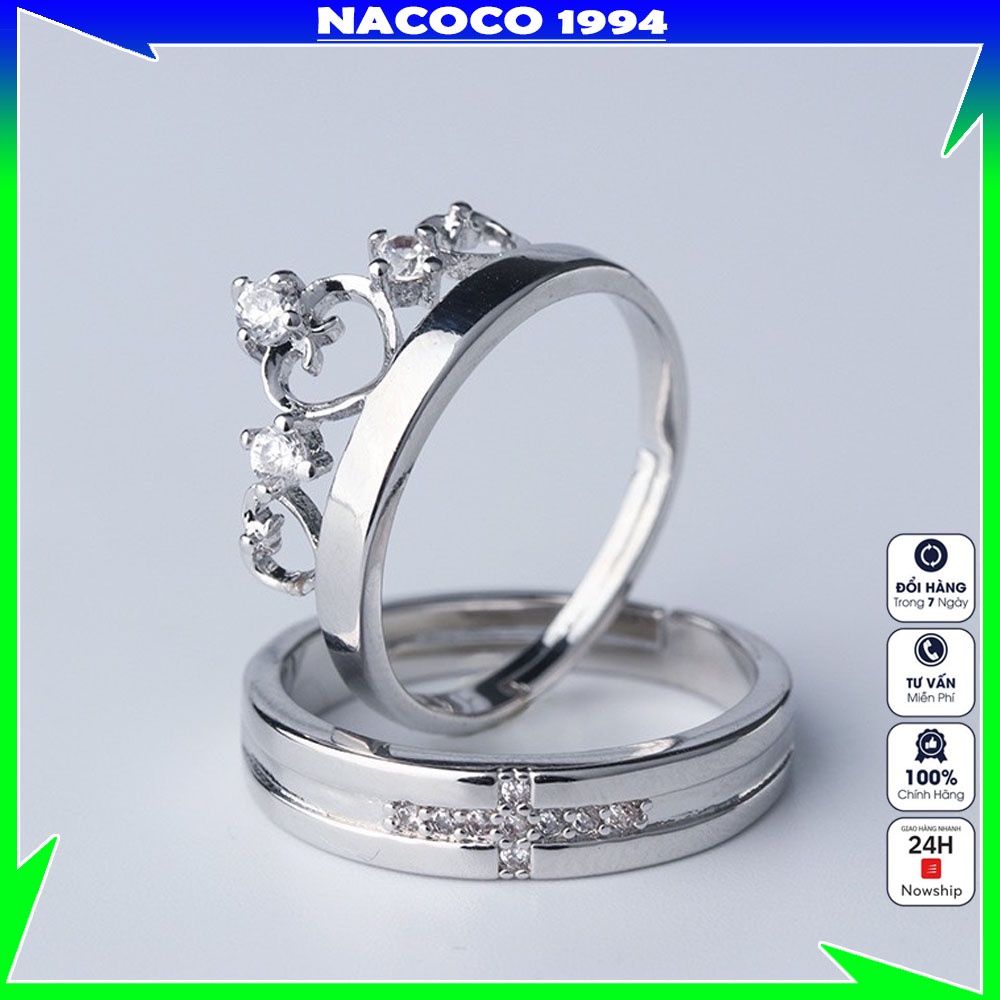 nhẫn cặp đôi nam nữ NACOCO NB01 thiết kế hở dễ dàng điều chỉnh kích cỡ tình yêu bạn thân ...