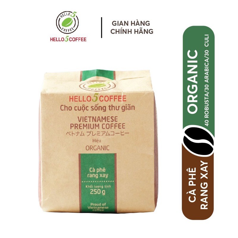 Cafe Nguyên Chất Rang Xay Hello 5 Coffee hiệu ORGANIC - Gói 250g ...