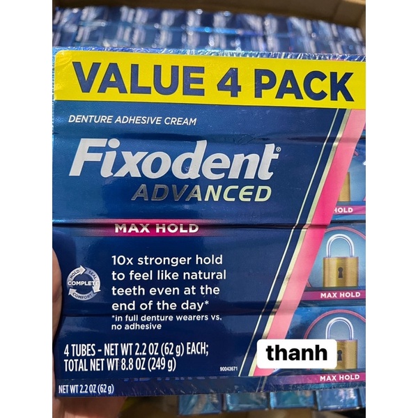 Keo dán hàm răng giả Fixodent Advanced Max Hold Denture Adhesive Cream 62g của Mỹ - Mẫu mới 2022 ...