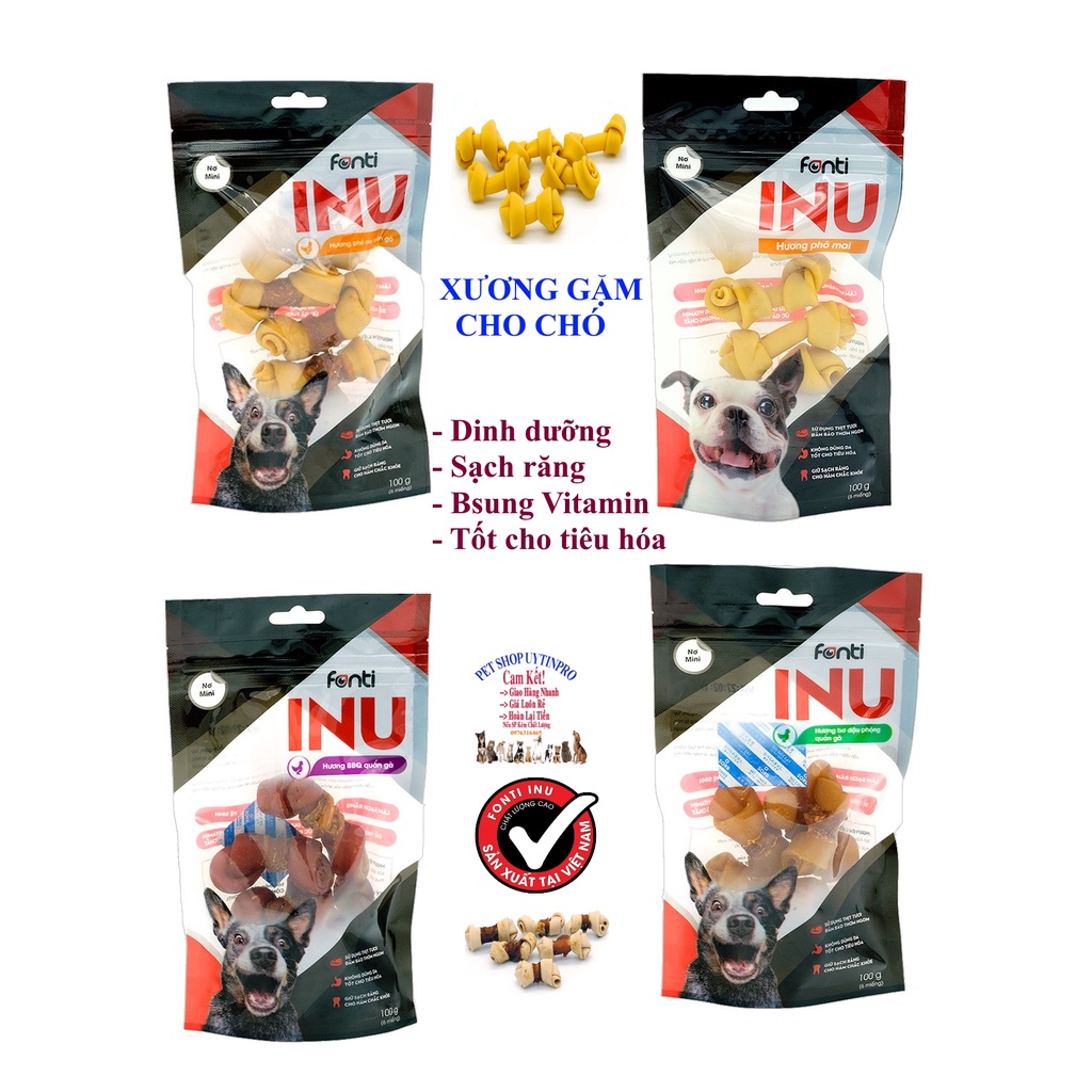 XƯƠNG GẶM CHO CHÓ Fonti INU Nơ Mini Gói 100g Thơm ngon Dinh dưỡng Sạch ...