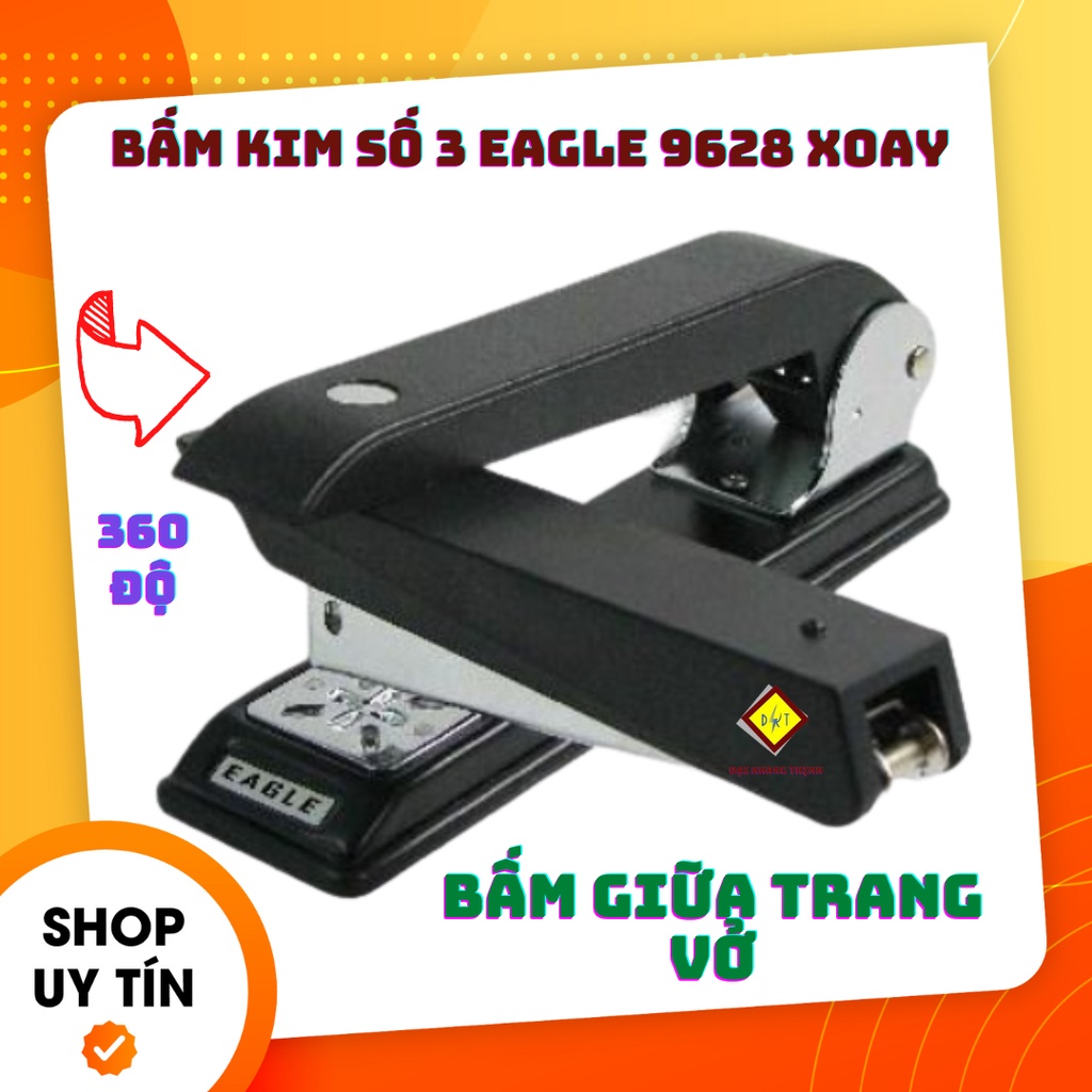 Bấm kim số 3 Eagle 9628 xoay 360 độ bấm được vào giữa cuốn tập DÙNG ...