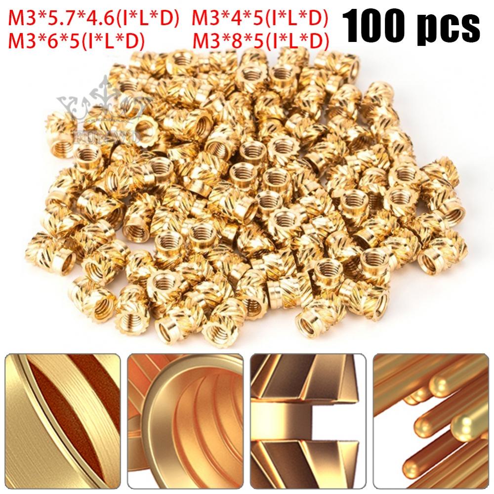 【FUNWD】100PCS Threaded Insert Self-clinching Nut Brass Internal Thread ...