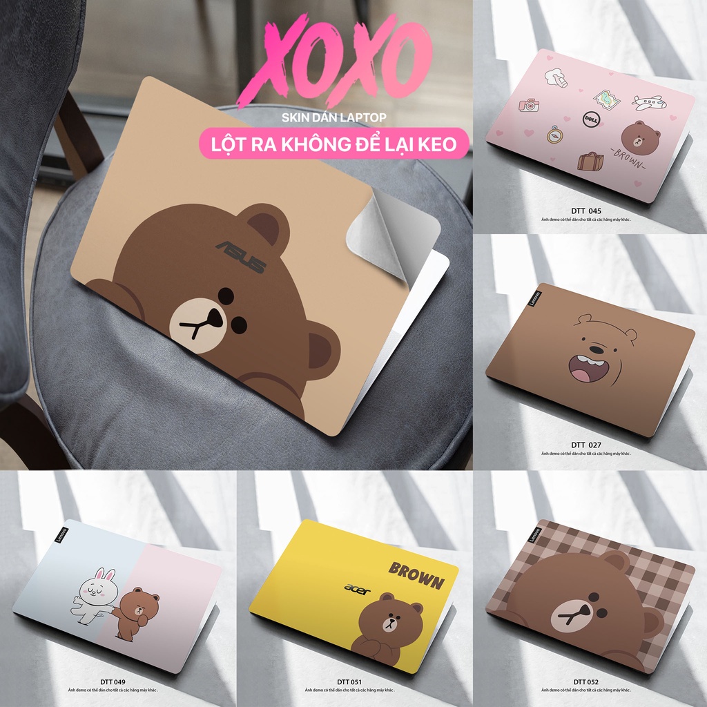 Miếng Dán Skin Laptop Gấu Nâu - Decal Dán cho Dell, Hp, Asus, Lenovo ...