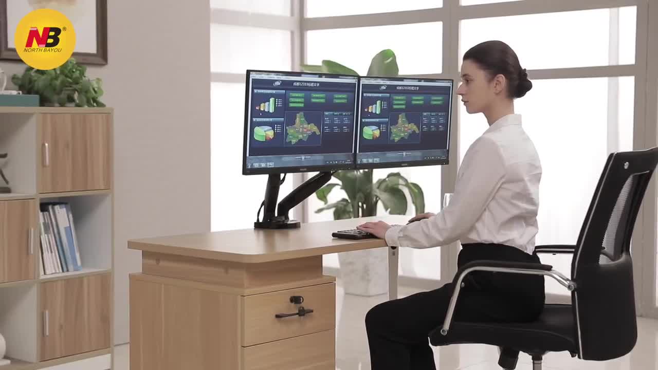 Giá treo 2 màn hình pc, tay arm đỡ màn hình lcd F160, F80, M051, M052 ...