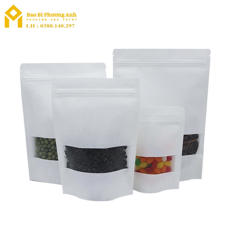 [SIÊU RẺ] 1KG Túi Zip Giấy Kraft Trắng, Túi Zip Giấy Đựng Thực Phẩm ...