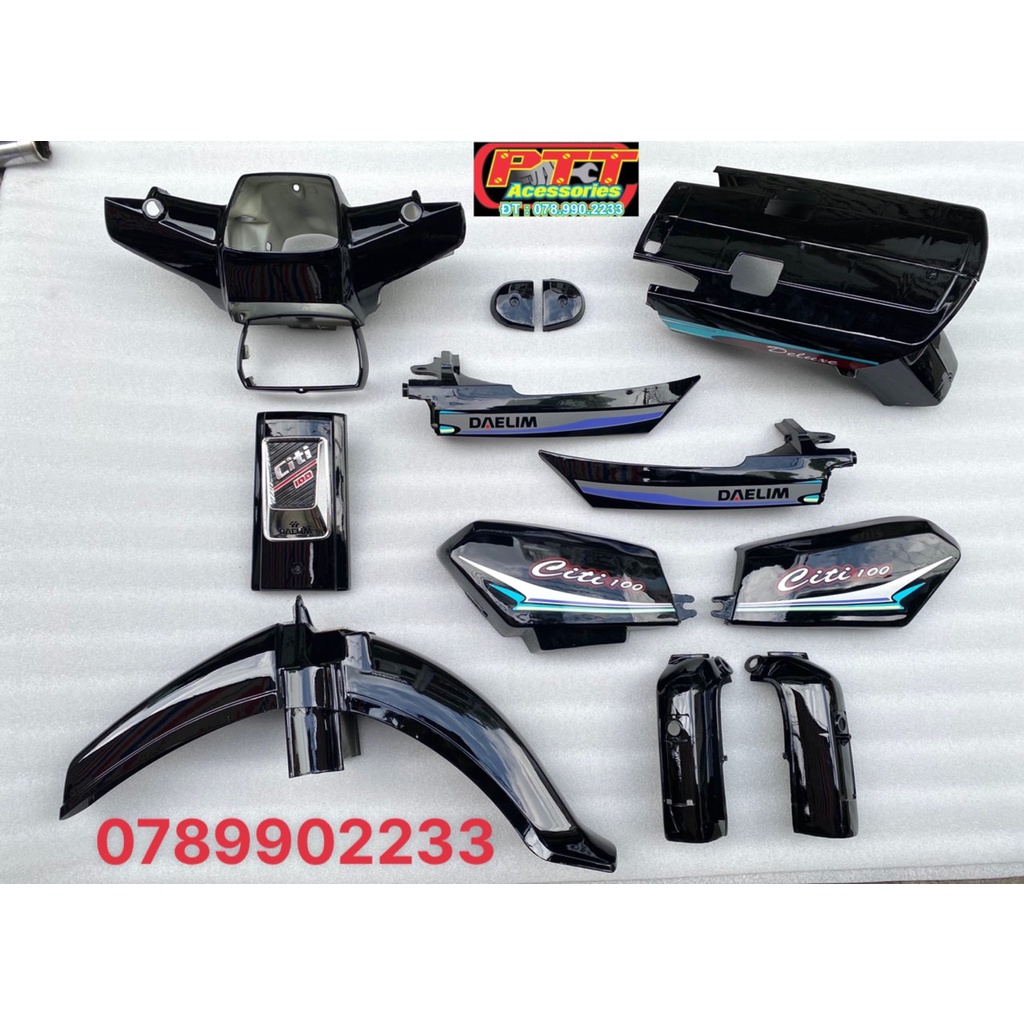 DÀN ÁO XE CITI 100 DAELIM NHỰA ABS MÀU ĐEN ( CÓ TEM ) | Shopee Việt Nam