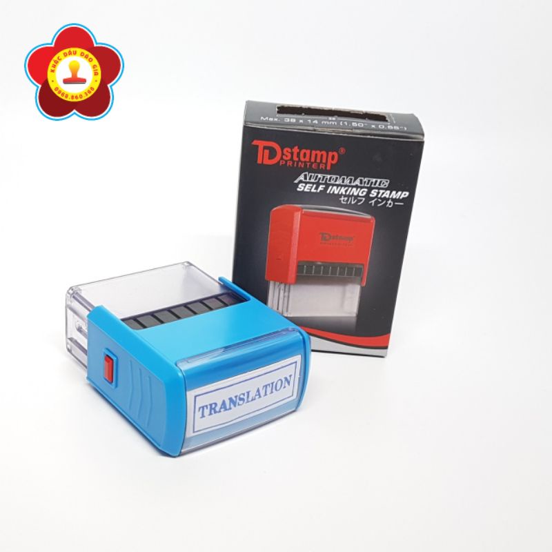 Con dấu TRANSLATION đóng lên các bản dịch. Dấu TD Stamp T214 Mực Xanh [Nội dung cố định khắc sẵn ...