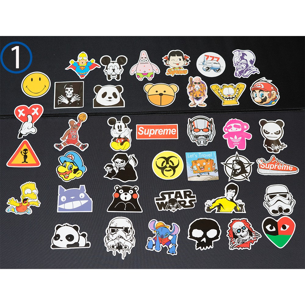 Bộ 100 miếng Stickers chống nước dán vali, mũ bảo hiểm, xe cực đẹp rất ...
