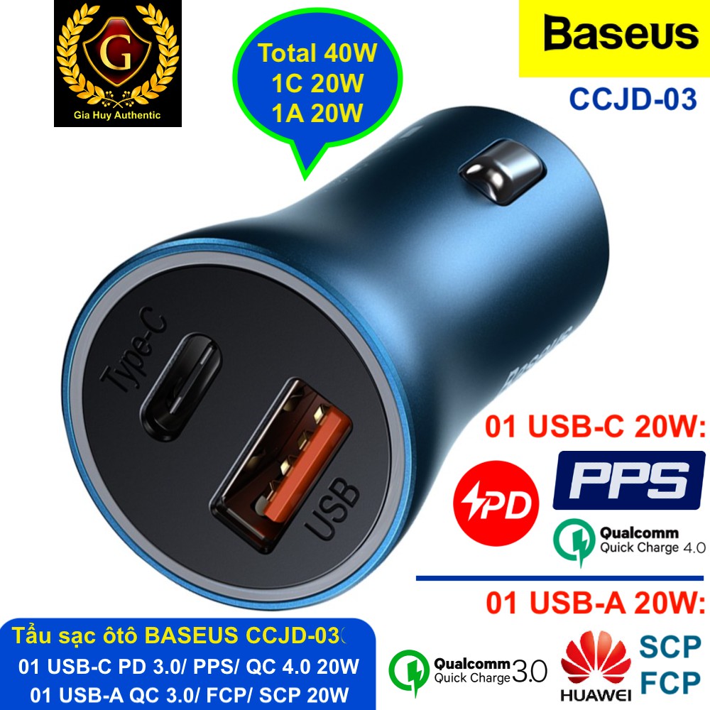 Tẩu sạc ôtô sạc nhanh ĐT táo 12 Series,tablet táo Pro,Android BASEUS ...