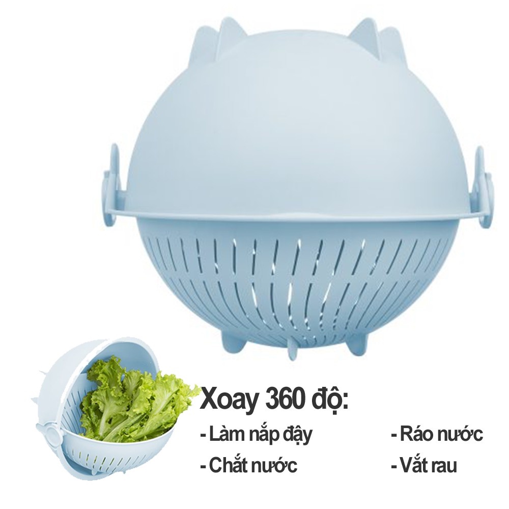 Bộ thau rổ 28cm xoay yoko inochi tiện dụng đa năng cao cấp rửa rau củ ...