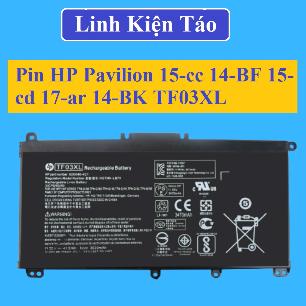 Pin Laptop HP Pavilion 15-cc 14-BF 15-cd 17-ar 14-BK TF03XL 14bf 14bk 15cc 15cd | Shopee Việt Nam