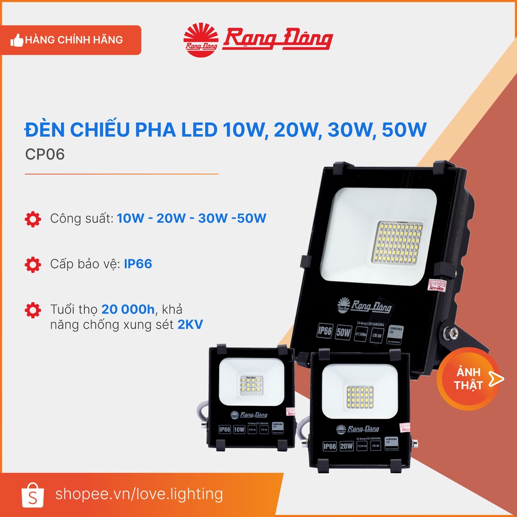 (RẠNG ĐÔNG) Đèn LED chiếu pha CP06 10w 20w 30w 50w IP66 chống nước chống bụi | Shopee Việt Nam