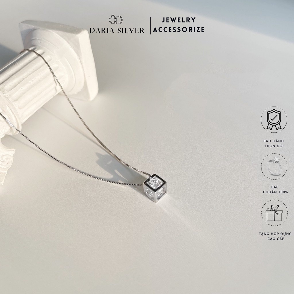 Dây chuyền bạc Daria Silver, vòng cổ nữ lập phương đính đá lấp lánh ...