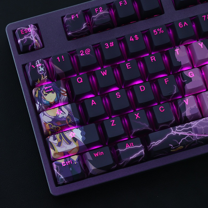 Raiden Shogun Keycaps Cherry Profile Truyền ánh sáng Genshin Impact ...