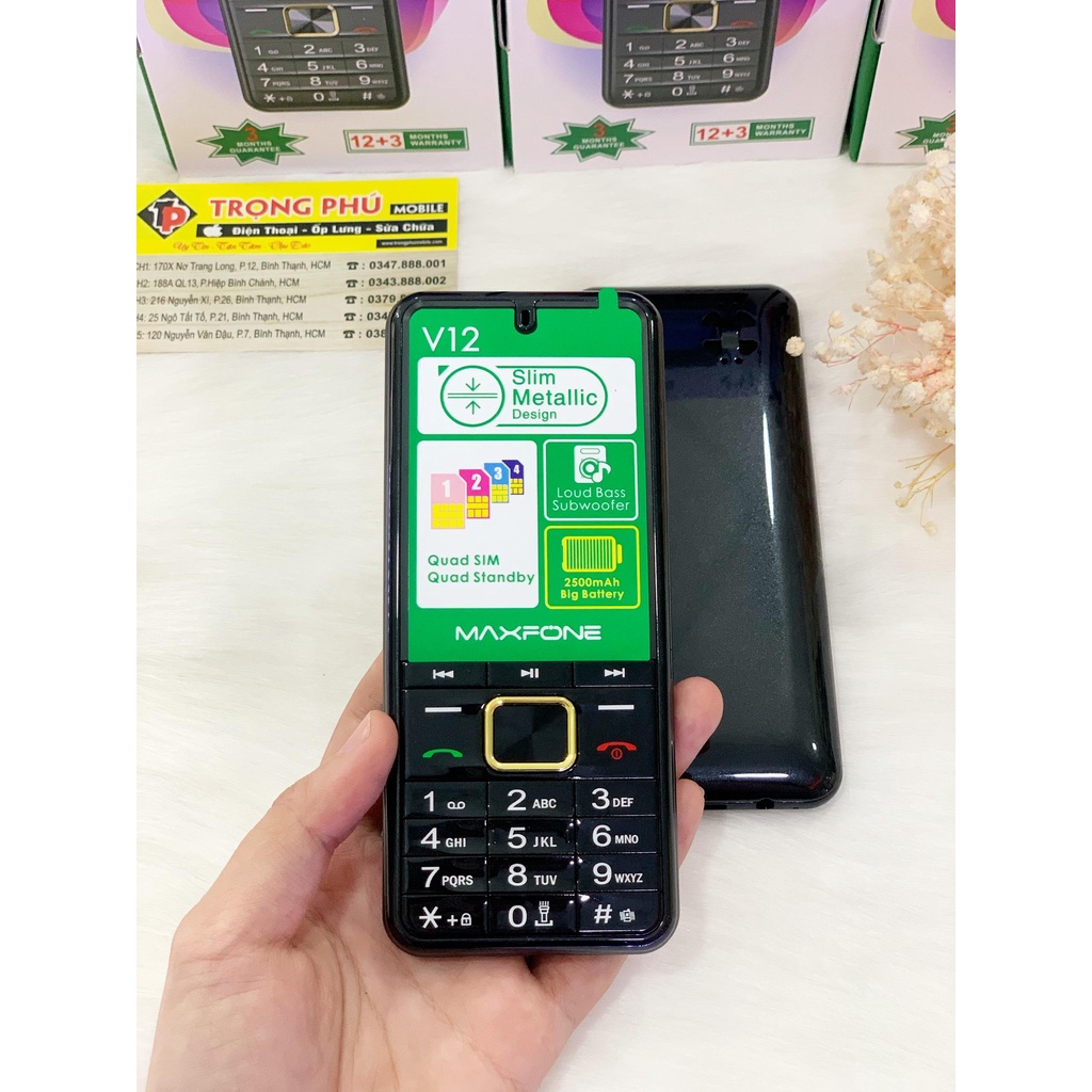 Điện thoại Maxfone V12 đa phương tiện, loa siêu to, hỗ trợ 4 sim 4 sóng ...
