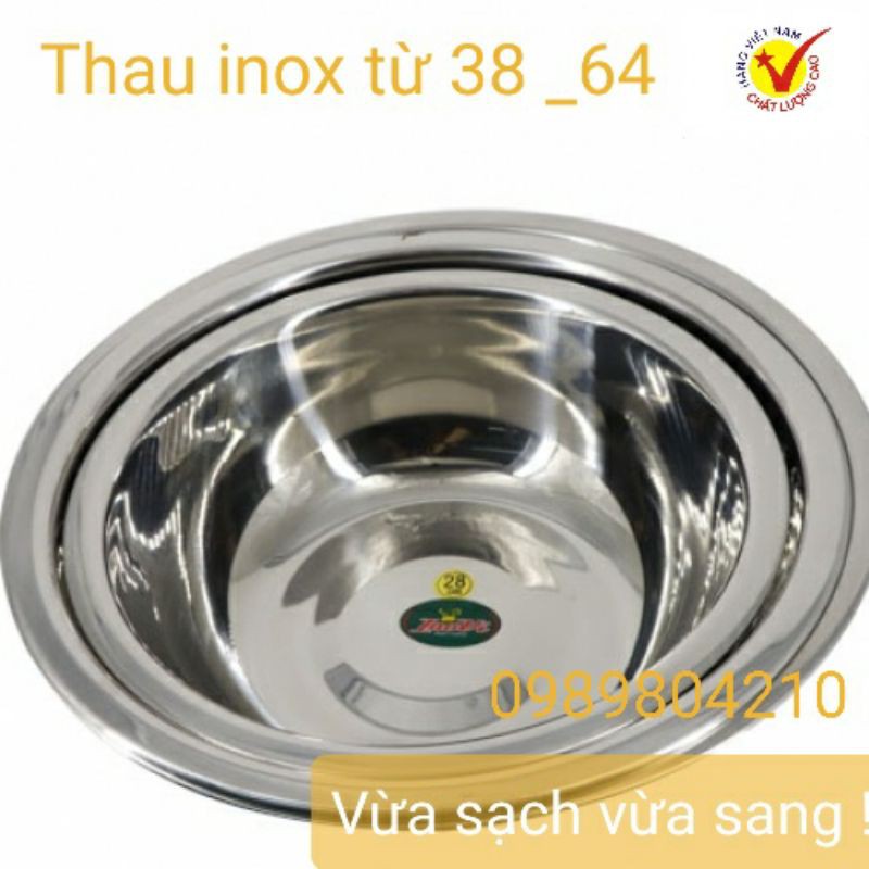 Thau inox 304 (Tô) Chậu inox 304 INOVI hàng dày đủ size từ 38 _64 ...