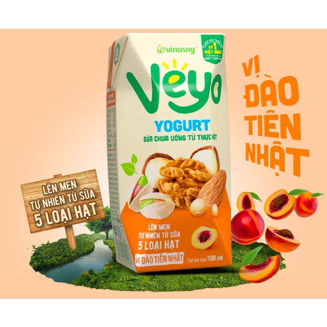 LỐC 3 HỘP 180ML SỮA CHUA UỐNG VEYO YOGURT TỪ 5 LOẠI HẠT taphoatoanngocc | Shopee Việt Nam
