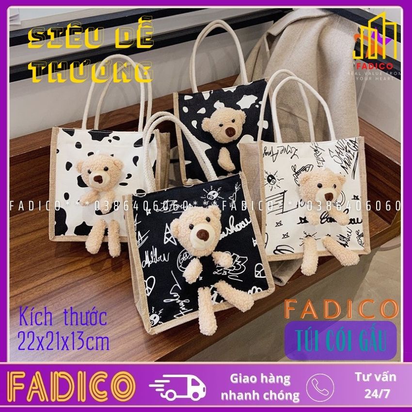 [HCM]Túi Cói Hình Gấu Bông Dễ Thương-Túi cói đi biển đi chơi phù hợp ...