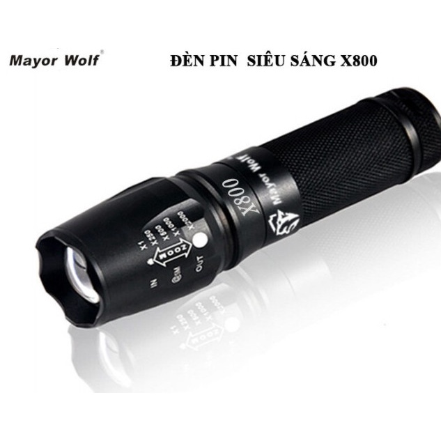 😍 Đèn pin siêu sáng, chống nước X800 chính hãng Mayor Wolf | Shopee ...