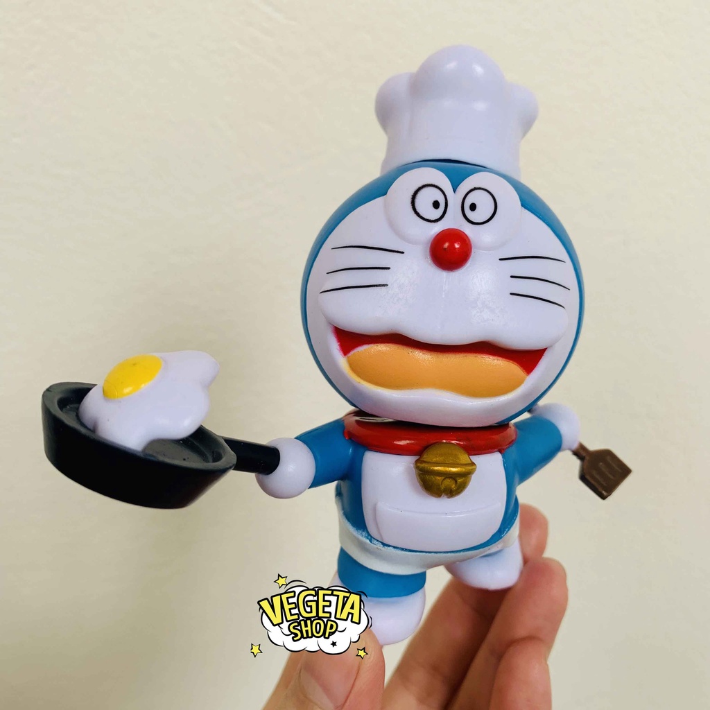 Mô hình Doraemon - 6 tư thế Doremon phù thủy cưỡi chổi đầu bếp nấu ăn pha chế tập tạ thể hình ...