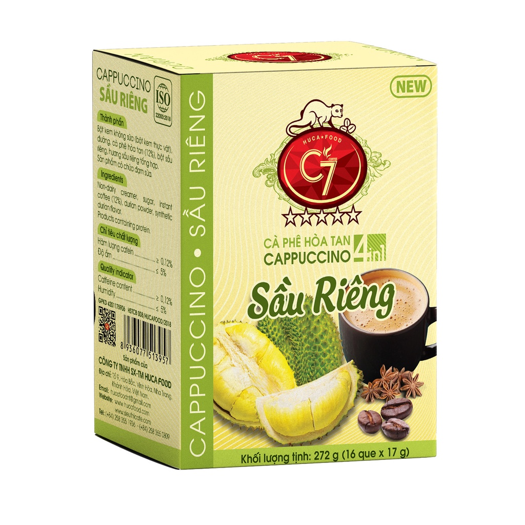 Cà Phê Hòa Tan Sầu Riêng 4in1 Con Chồn Vàng C7 - Durian Instant Coffee ...