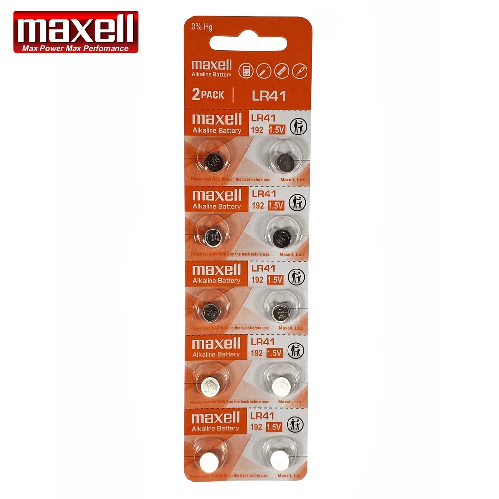 Vỉ 10 Pin cúc áo chính hãng Maxell AG3 / LR41 / 192 / A76 Alkaline cho ...