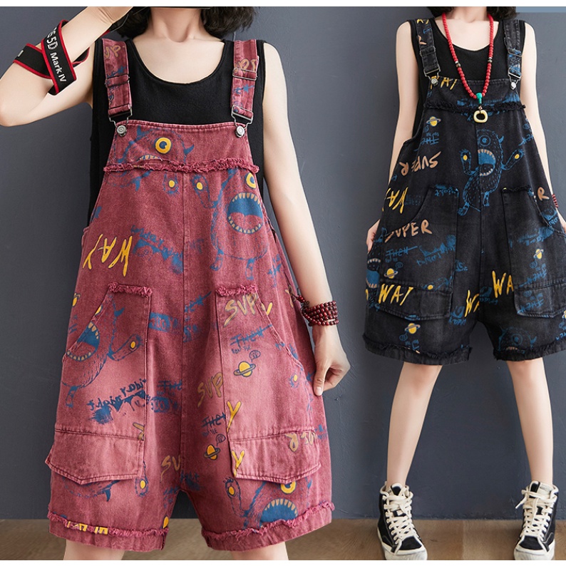 HÀNG CÓ SẴN ĐEN 60-75KG A228 Quần yếm big size freesize thời trang in ...