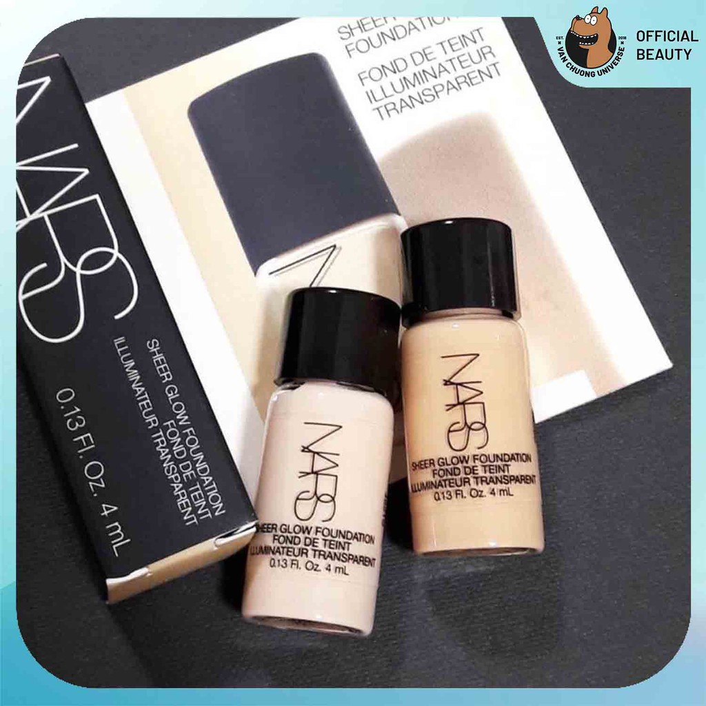 Kem nền Nars Sheer Glow Foundation mini 4ml Punjab màu Medium 1 phù hợp da Châu Á, kiềm dầu giữ ...