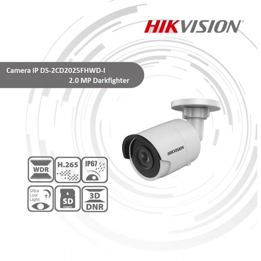 Camera IP hồng ngoại 30 mét 2.0 Megapixel HIKVISION DS-2CD2025FHWD-I Tính năng thông minh, hôc ...