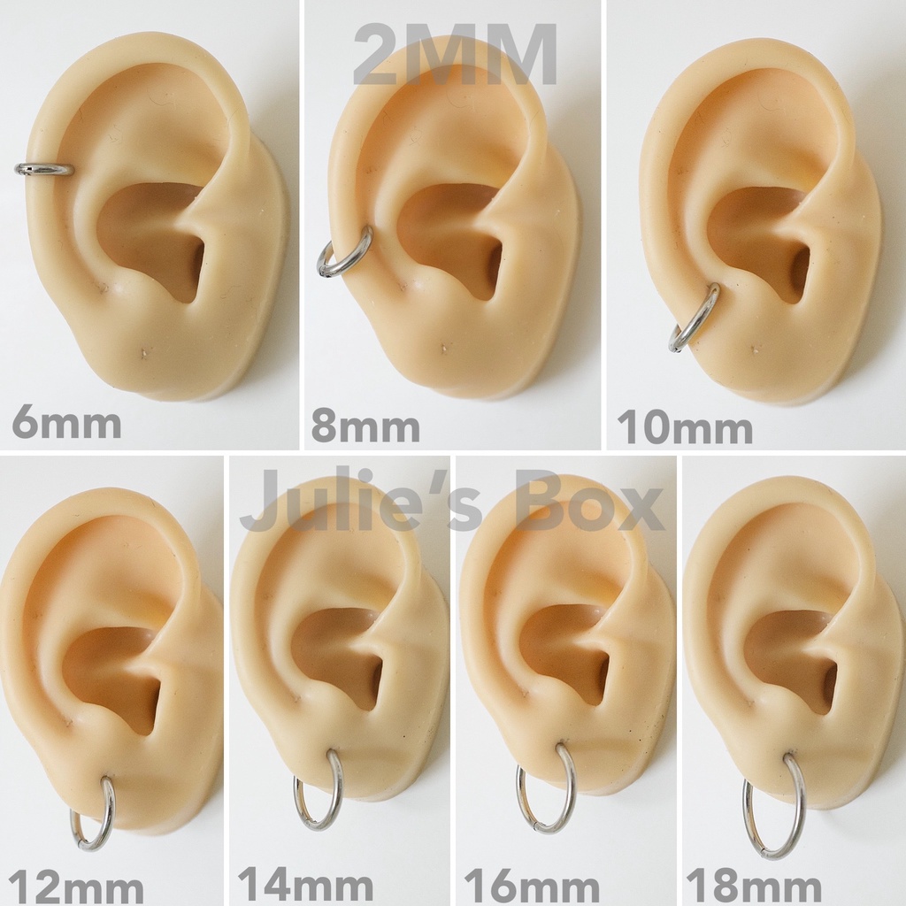 [1 CHIẾC] [BẤM] Khuyên Tai Hoop Tròn Nhiều Size Dày 2MM Xỏ Nam Nữ Hình ...