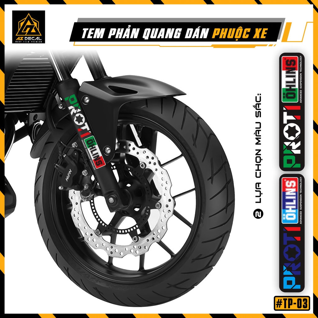 Tem Dán Phuộc Trước Phản Quang Dán Xe Máy, Xe Điện Proti Ohlins | TP03 | Chống Nước, Áp Dụng Mọi ...