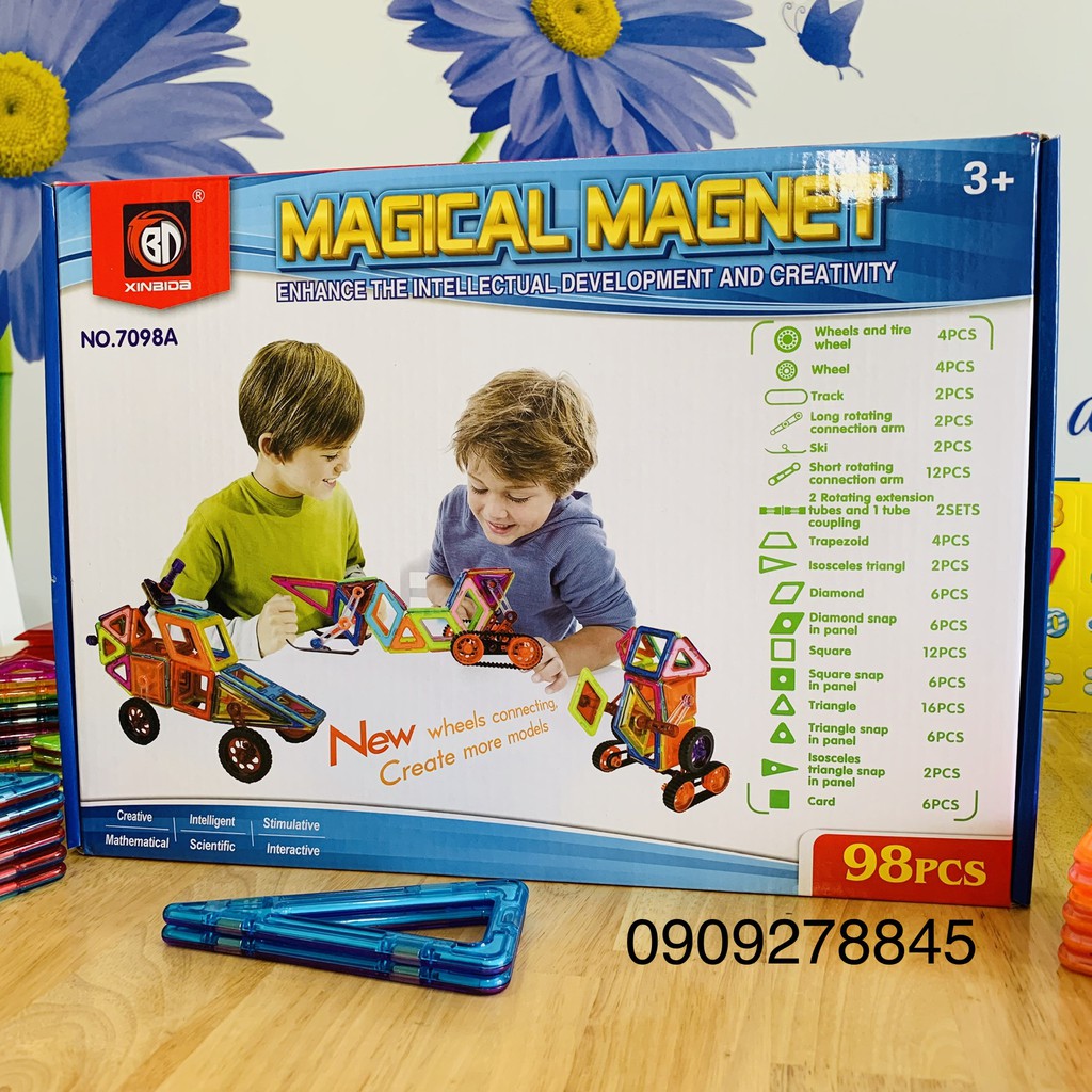 Đồ chơi Xếp hình Nam Châm Trí Tuệ Thương hiệu Magical Magnet 98 chi ...