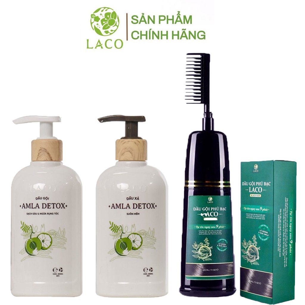 Combo Dầu Gội Phủ Bạc Laco 200ml giúp tóc đen tự tin sau 9 phút và Dầu ...