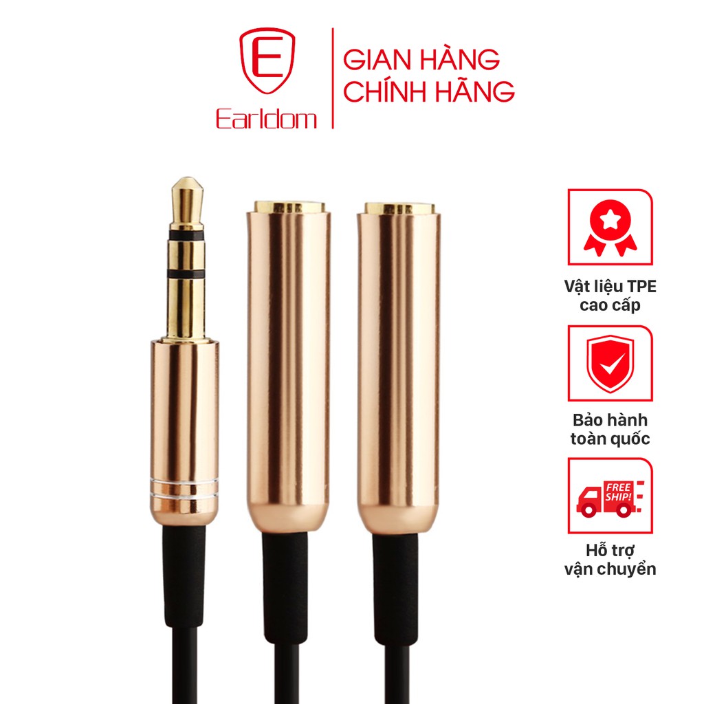 Dây chia tai nghe 2 cổng 3.5mm 3 đầu chuyển đổi Earldom AUX-201- chính hãng | Shopee Việt Nam