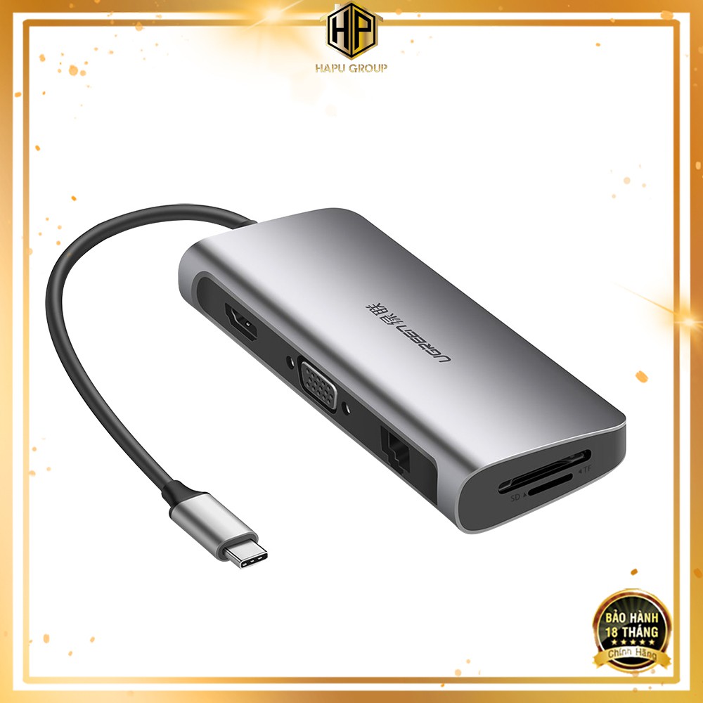 Hub đa năng USB Type C 6 in 1 Ugreen 40873 sang HDMI, VGA, USB 3.0, khe ...