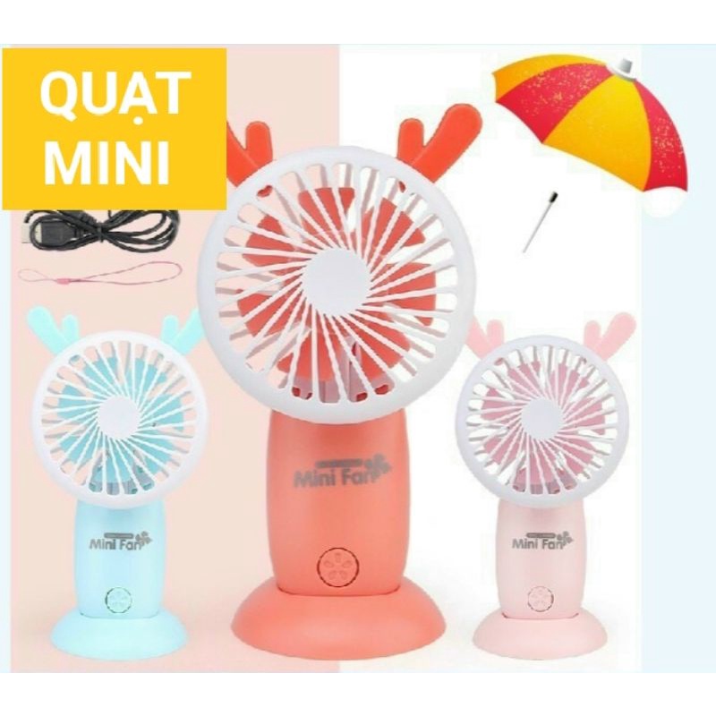 Quạt tích điện mini- Quạt cầm tay tai thỏ có đèn | Shopee Việt Nam