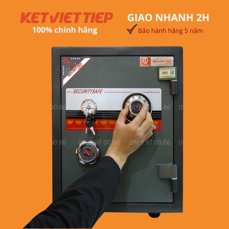 Két sắt VIỆT TIỆP K46BLN khóa cơ chống cháy 55kg, két sắt mini gia đình ...