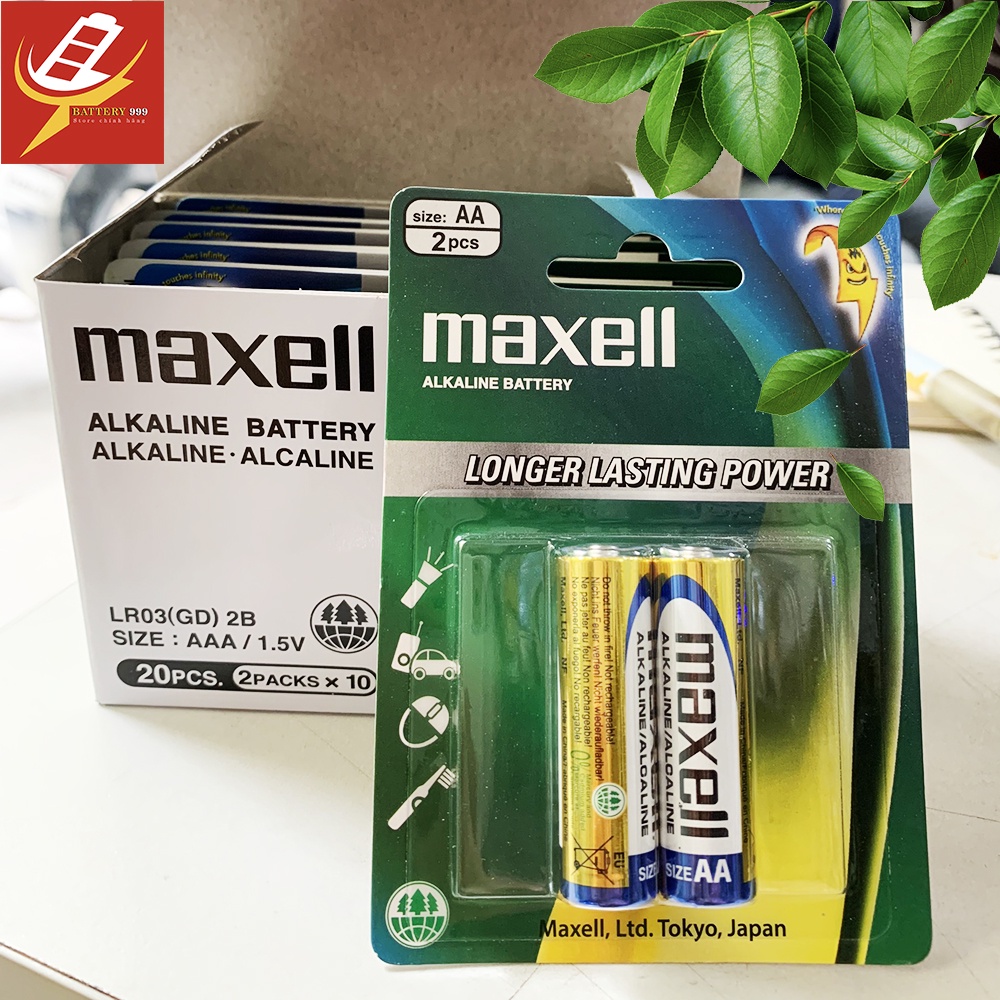 Pin tiểu AA , Pin đũa AAA Maxell alkaline (xanh) 1.5v LR6 - vỉ 2 viên ...
