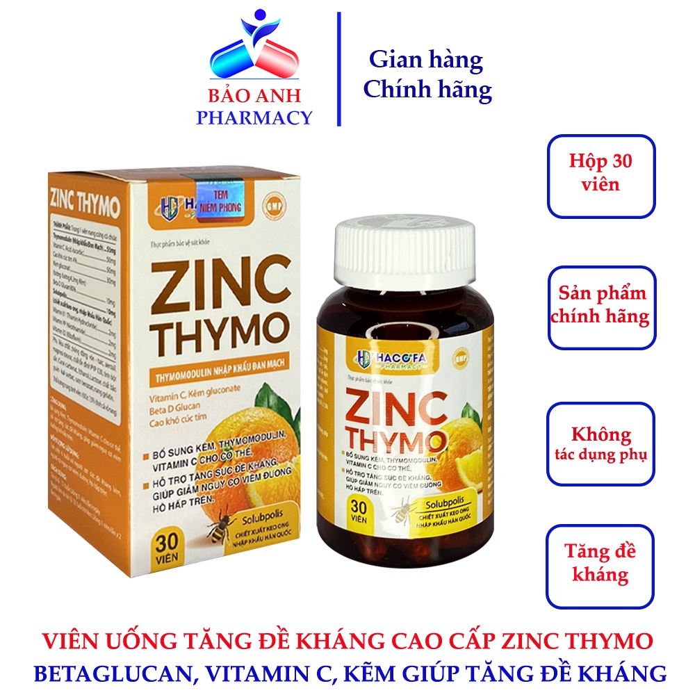Viên uống tăng đề kháng ZINC THYMO – Chứa Thymomodulin, Vitamin C, Beta ...